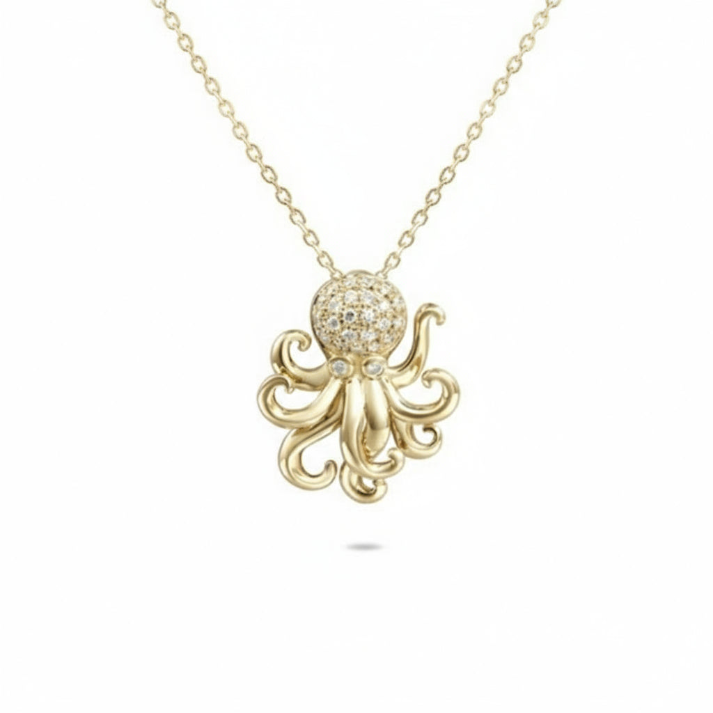 14K Gold + Diamond Petite Octopus Necklace – Cape Cod Jewelers